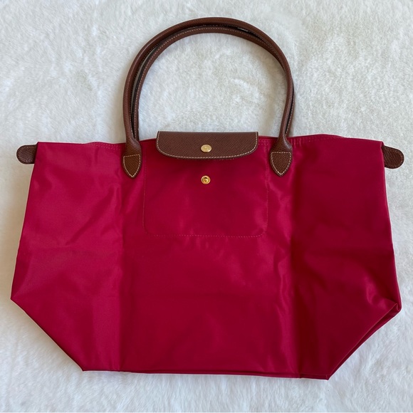 Longchamp | Bags | Authentic Longchamp Le Pliage Large Red Nylon Tote ...